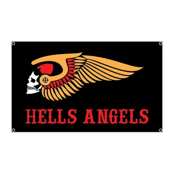 FLAGDOM 90 x150cm 3x5ft Hells Angels MC Flag Polyester Printed Racing ...