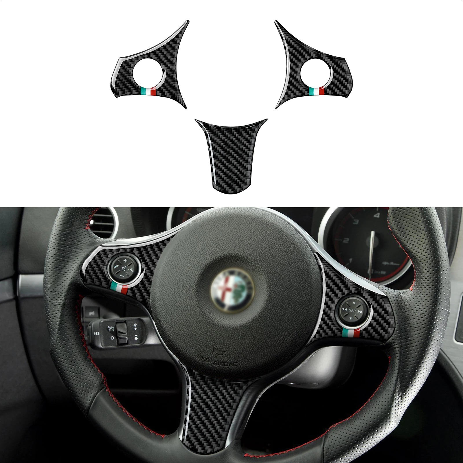 Car Steering Wheel Trim Carbon Fiber Sticker For Alfa Romeo 159 939 ...