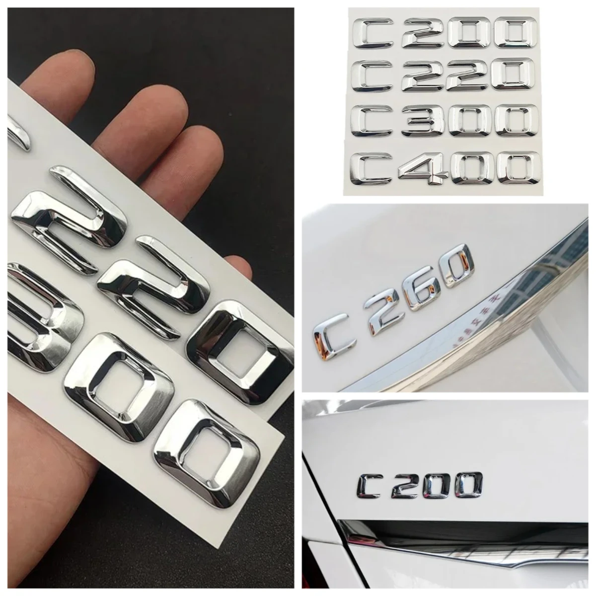 Car Stickers For C180 C200 C220 C250 C300 C350 Chrome Car Rear Trunk ...
