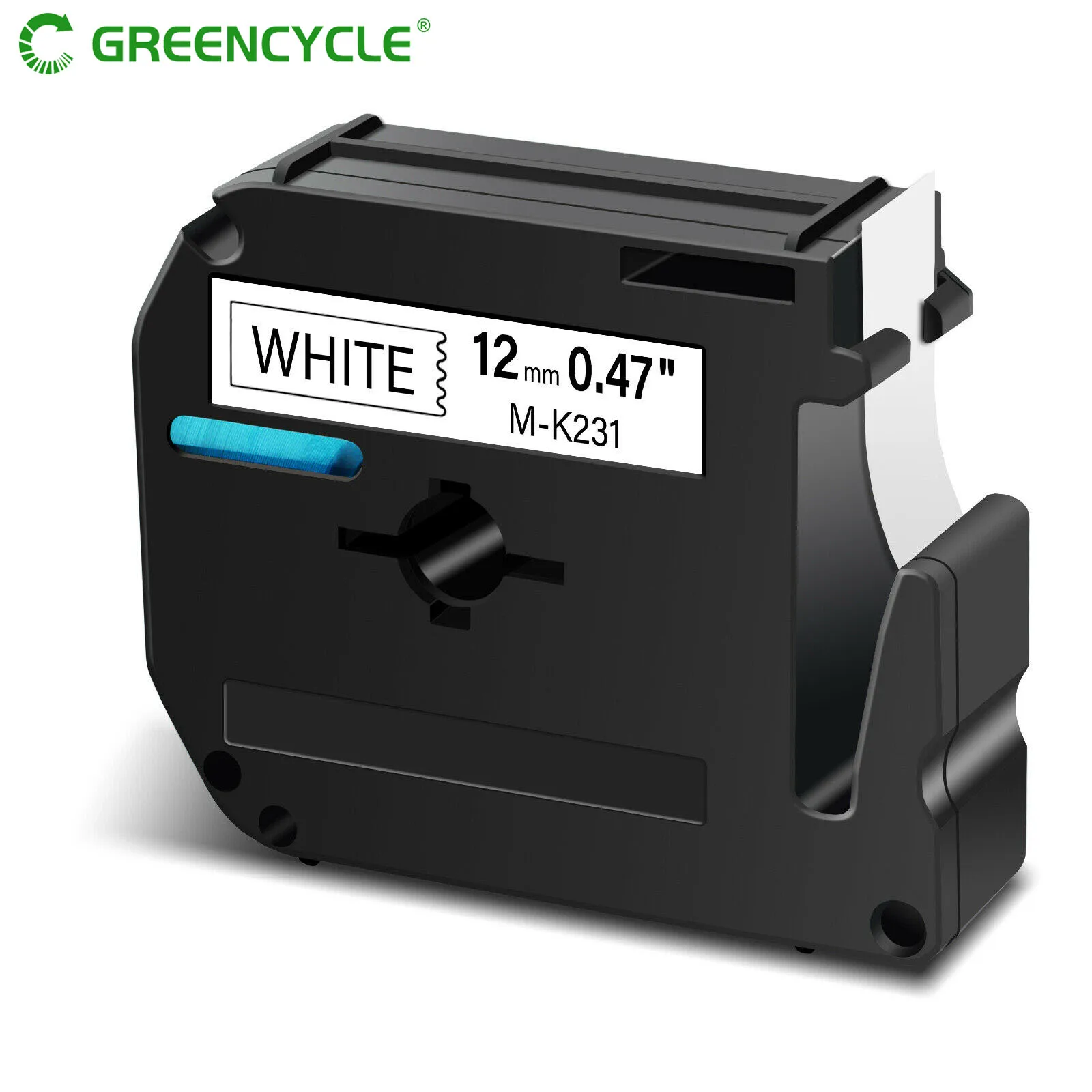 GreenCycle-Label-Tape-M-K231-MK231-M231-Black-on-White-12mm-Compatible ...