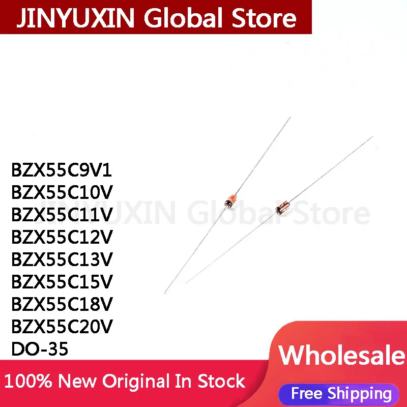 200Pcs BZX55C9V1 BZX55C10V BZX55C11V BZX55C12V BZX55C13V BZX55C15V ...