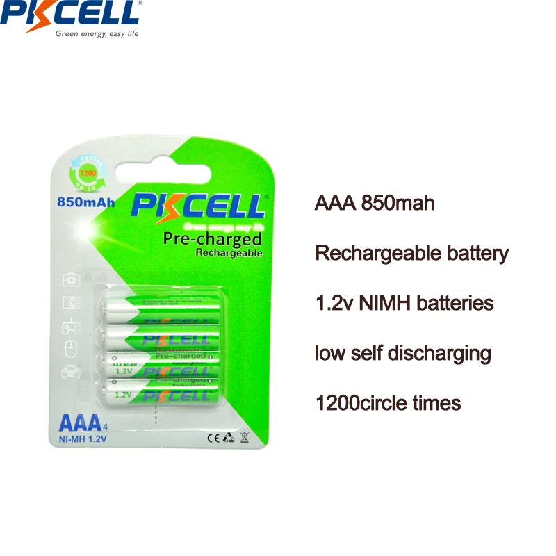 PKCELL 4 40PCS 850mAh 1.2V AAA Battery NIMH aaa Low Self Discharge 3A ...