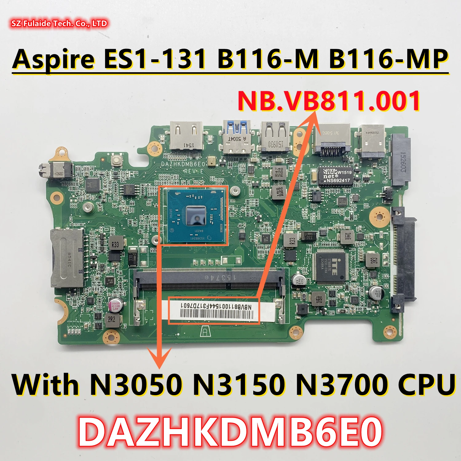 DAZHKDMB6E0 ZHKD For Acer Aspire ES1-131 B116-M B116-MP Laptop Motherboard With N3050 N3150 ...