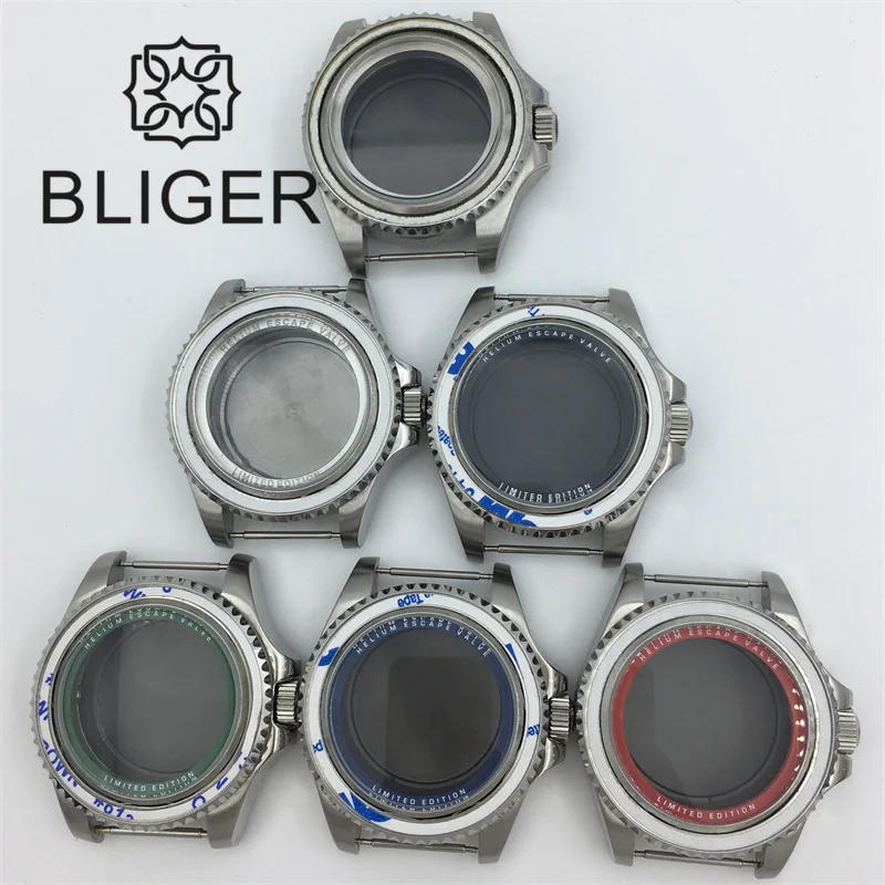 BLIGER 43mm Silver SEA Watch Case Chapter Sapphire Glass Waterproof Fit ...