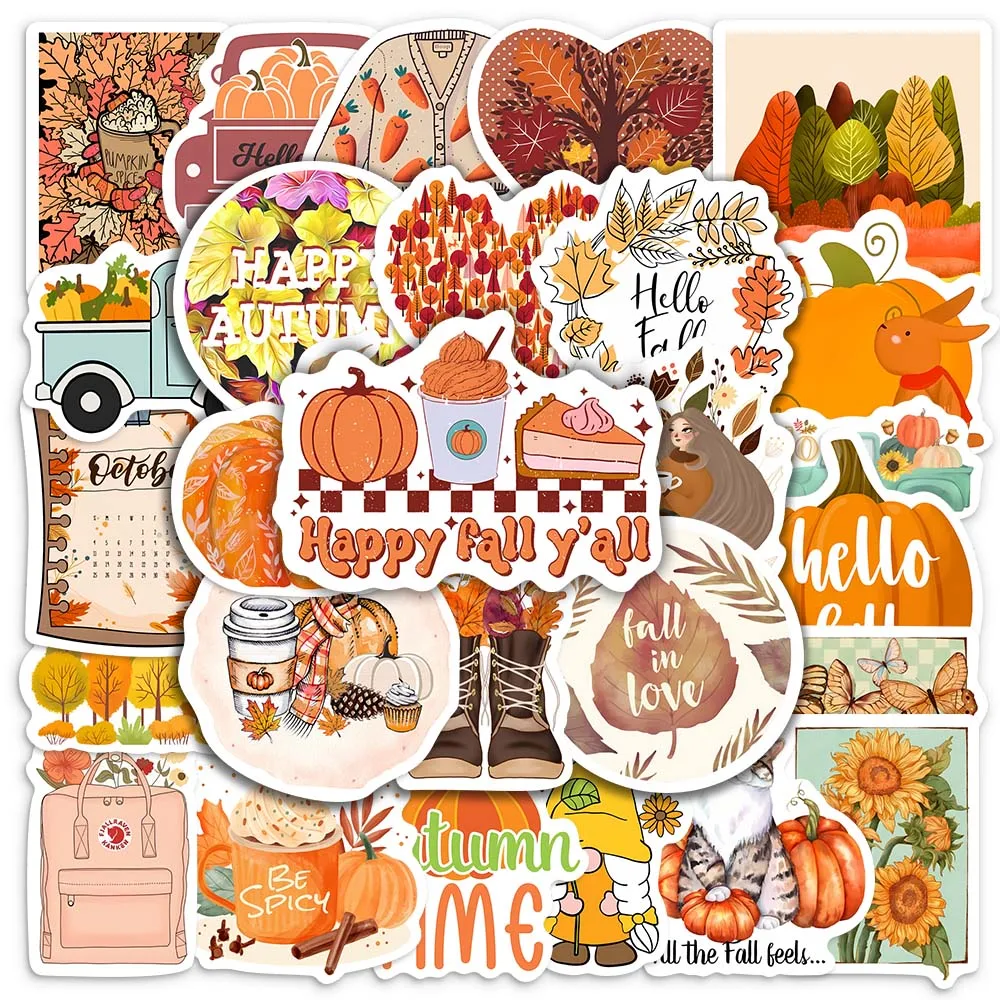 Autumn-Stickers-Animals-Leaves-Pumpkins-Plants-Clothes-Decals-DIY ...