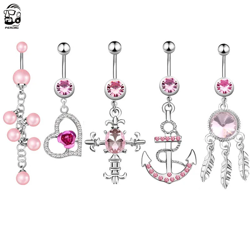 Belly Button Piercing Pink Anchor