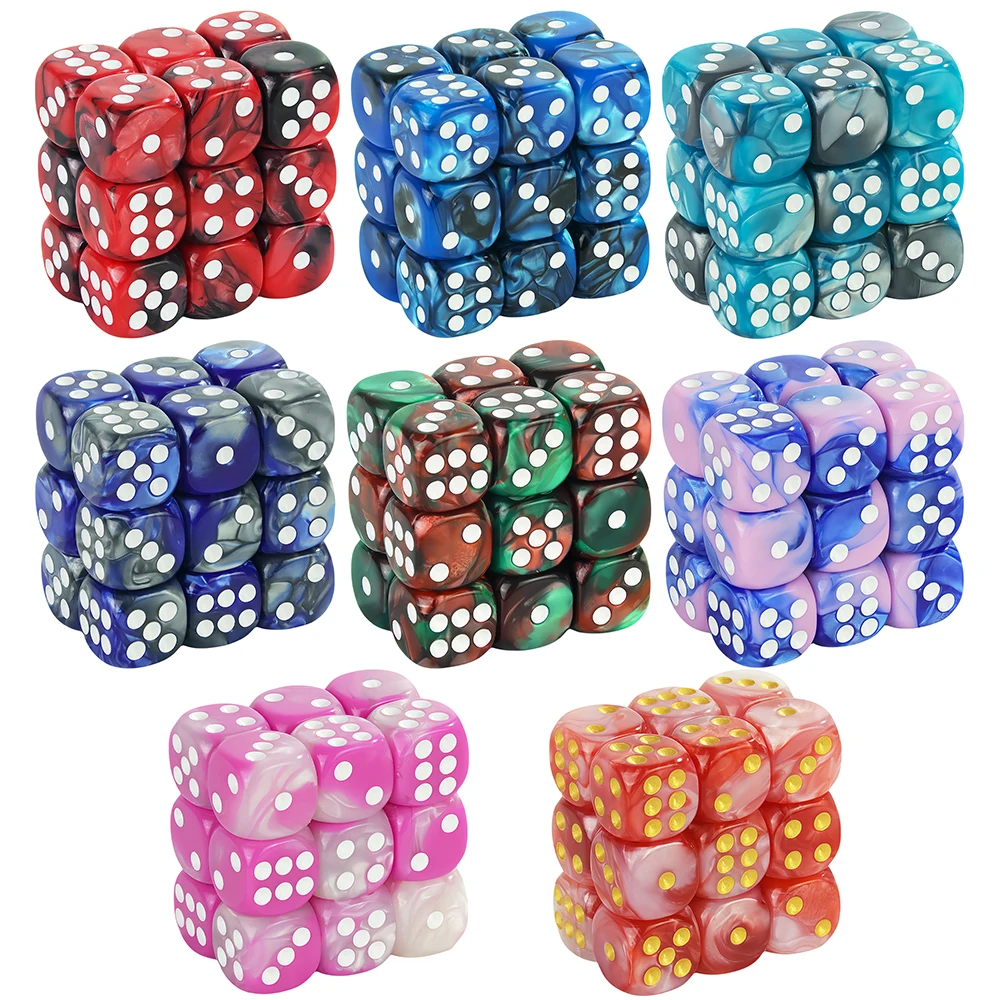 12mm-D6-Acrylic-Dices-Mini-6-sided-Two-Color-Cube-Round-Corner-Game ...