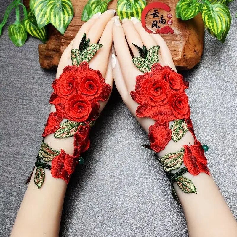 Lace-Floral-Fingerless-Gloves-Without-Fingers-For-Women-Mittens-Half ...