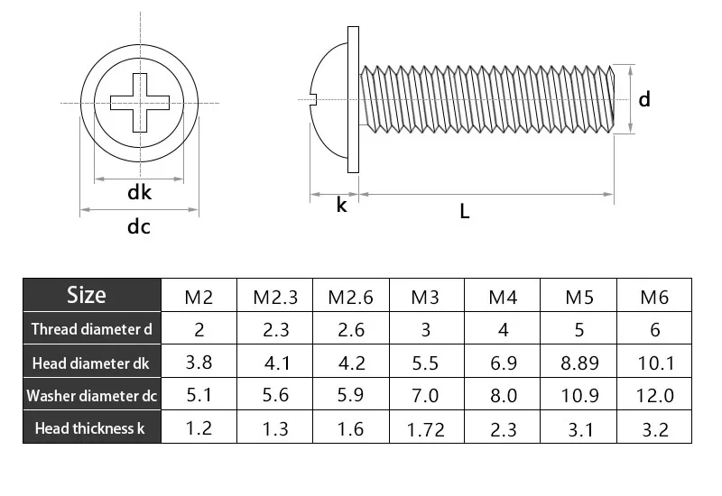 VISSERIE,304 Stainless Steel-M3 10pcs-8mm--Vis à tête ronde Phillips ...