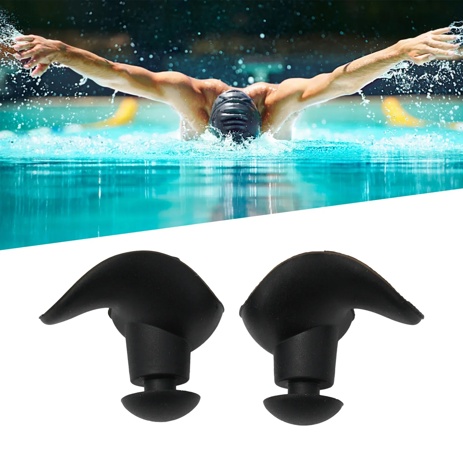 1 Pair Waterproof Swimming Professional Silicone Swim Earplugs Soft ...
