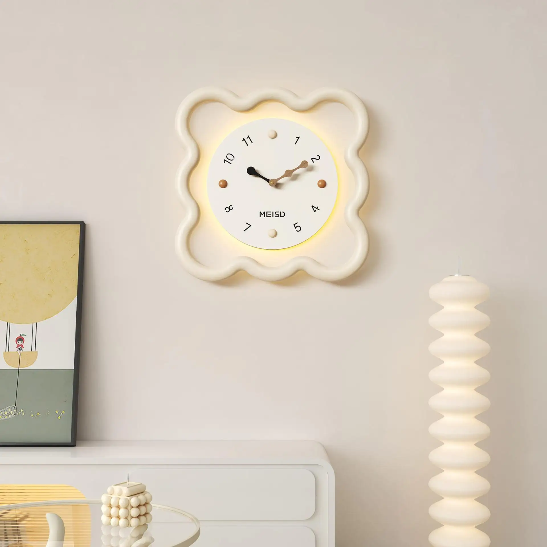 Cream-Style-Wall-Clock-Biscuit-Clocks-Wall-Home-Decor-Frosted-Glass ...