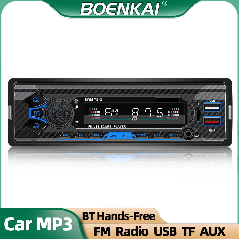 Boenaki Swm-7812 Car Mp3 Stereo Usb Bt Aux-in Fm Radio Receiver Single ...