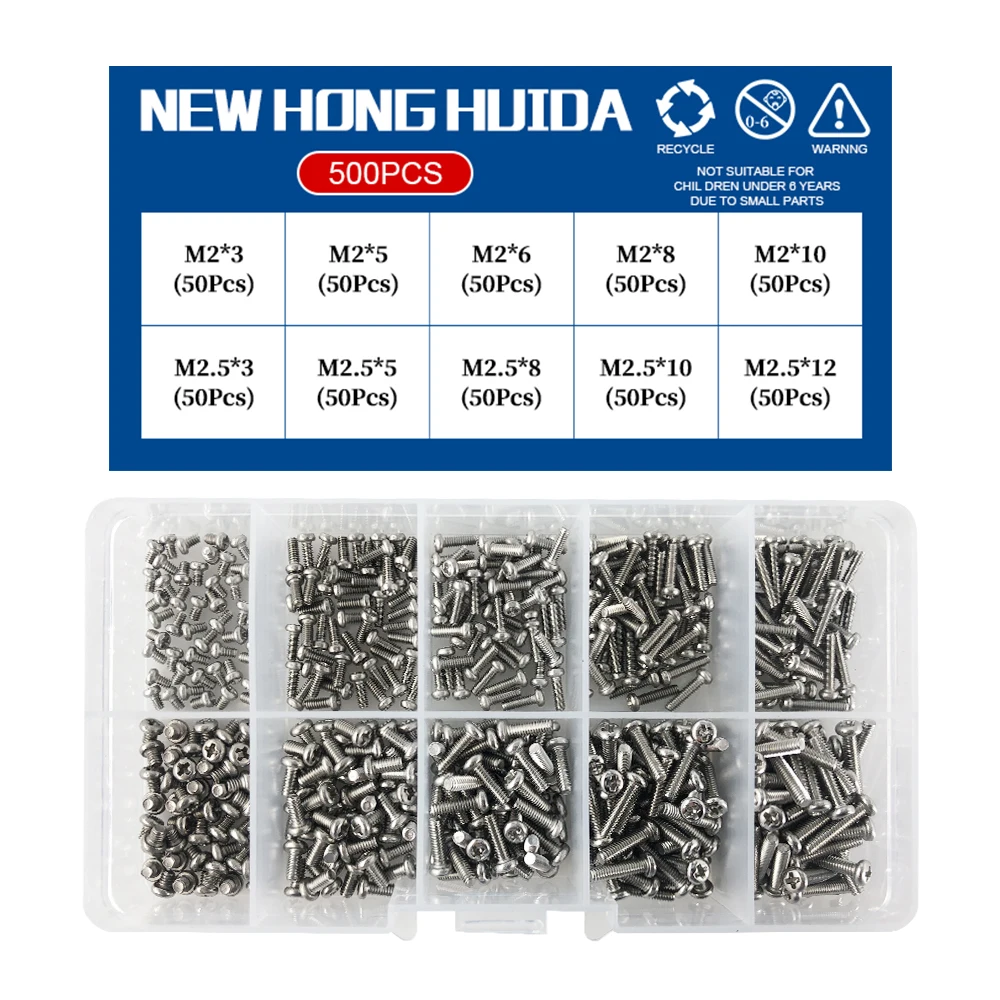 304-Stainless-Steel-Round-Head-Cross-Screw-Set-of-Boxes-Metric-Thread ...