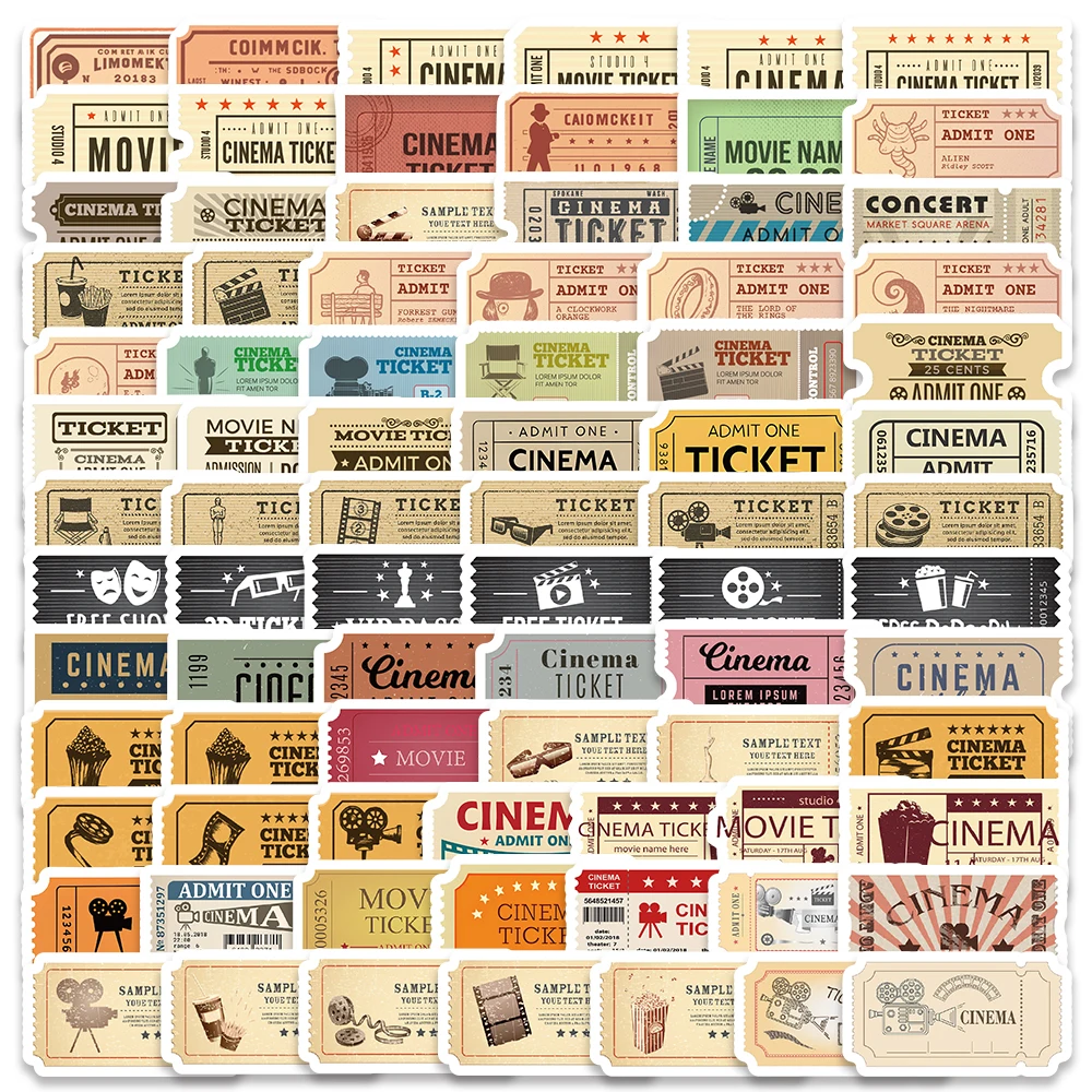 81PCS-Retro-Classical-Film-Tickets-Graffiti-Stickers-Decal-Skateboard ...