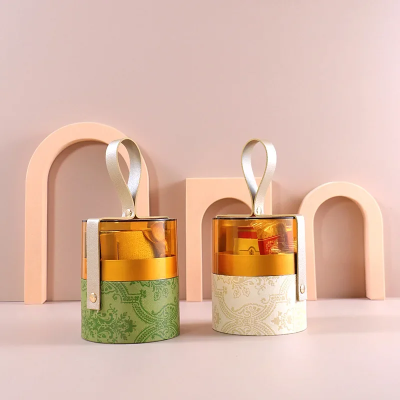 2PCS-Gift-Box-Acrylic-Cylinder-Shape-Packaging-Wrapping-Box-with ...