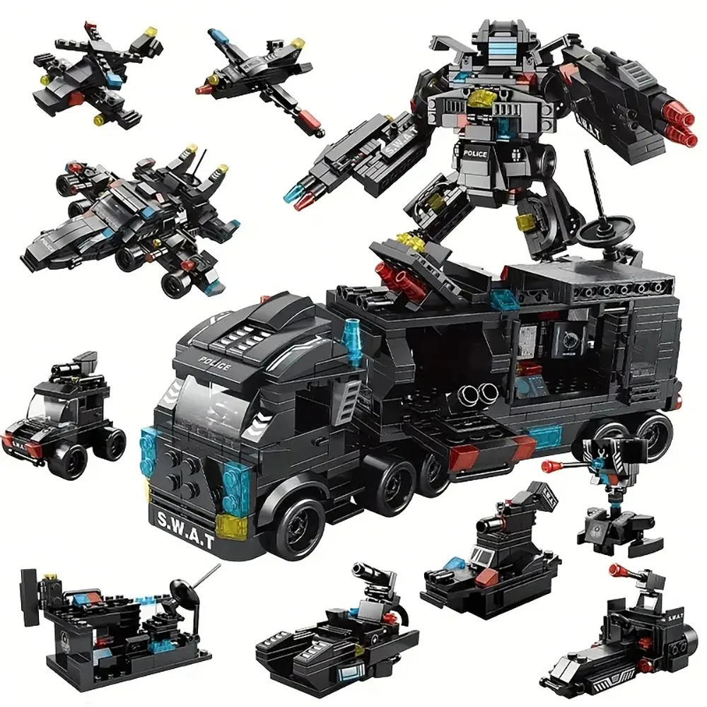 1000-PCS-City-Police-Station-Car-Headquarters-Building-Blocks-Set-Truck ...