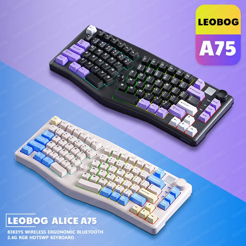 LEOBOG-Alice-A75-Wireless-Mechanical-Keyboard-RGB-Hotswap-Gaming-83key-Ergonomic-Bluetooth-2-4G ...