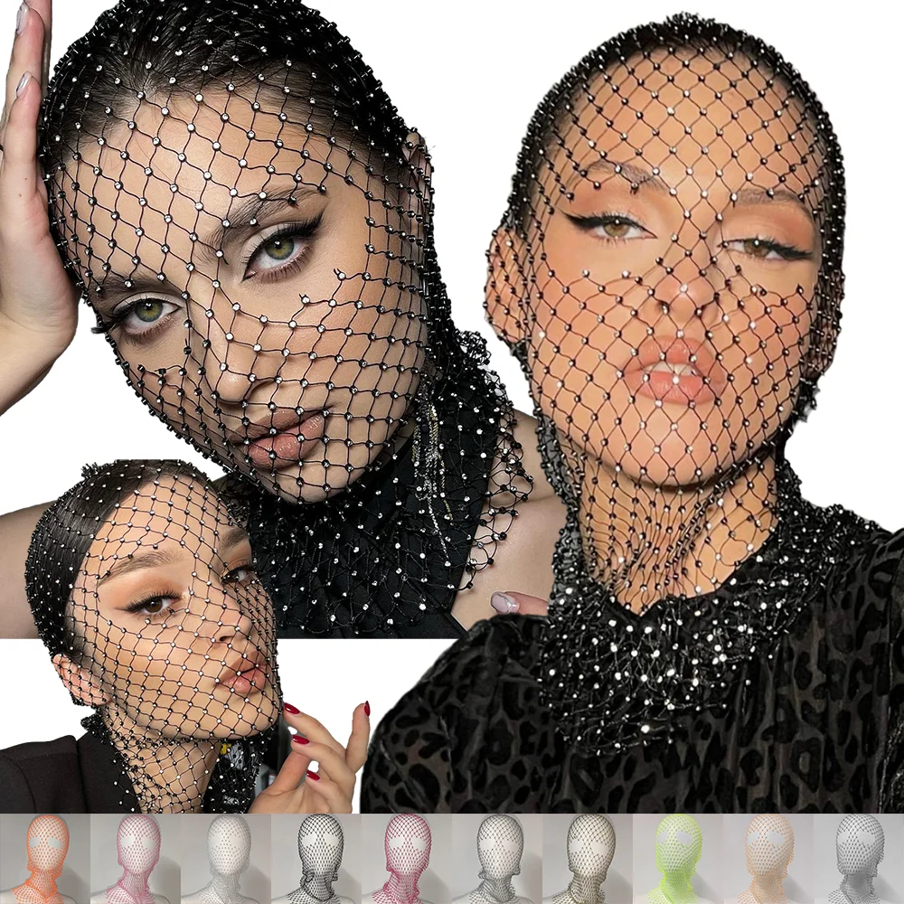 Brilhante-Rhinestone-Fishnet-Balaclava-para-homens-e-mulheres-capa ...
