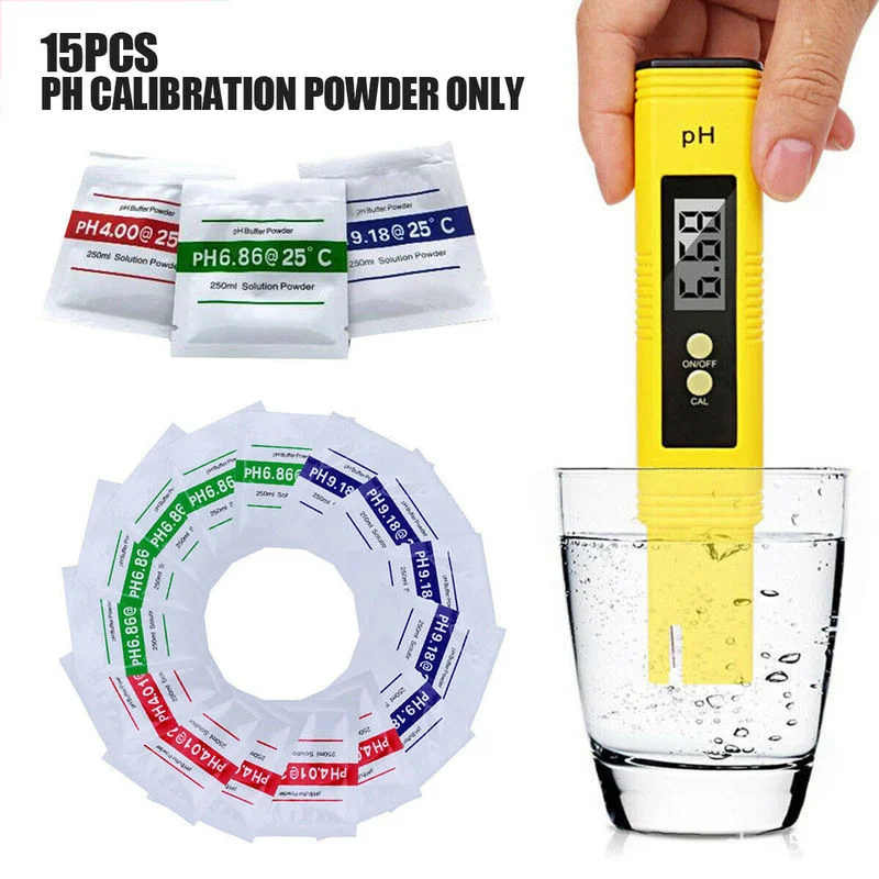 15pcs Ph Meter Calibration Point 4.01 6.86 9.18 Ph Buffer Powder Measure Calibration Solution ...