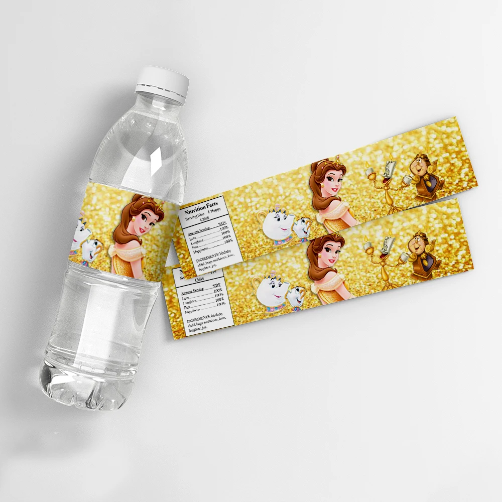 Etiquetas para botellas de agua de la princesa Bella de Disney ...
