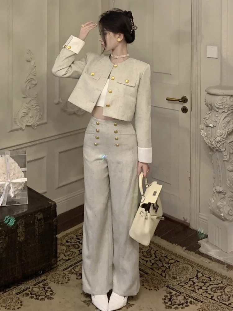 High-End-Small-Fragrance-Two-Piece-Set-Women-Jacket-Coat-Pant-Sets ...