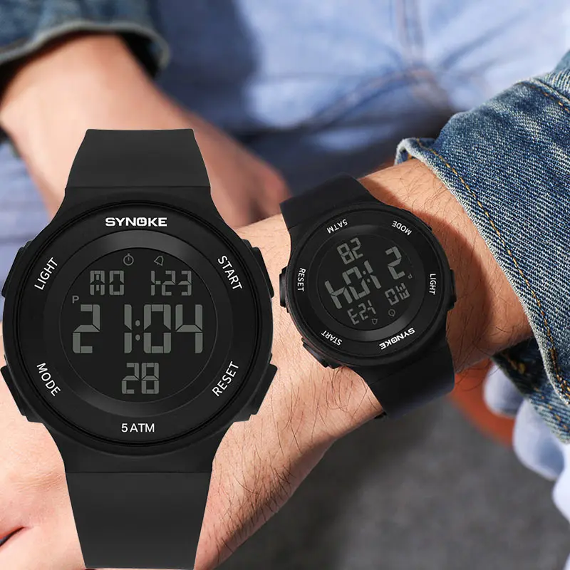 SYNOKE Men Watch Sport Watches Waterproof LED Alarm Detachable Strap ...