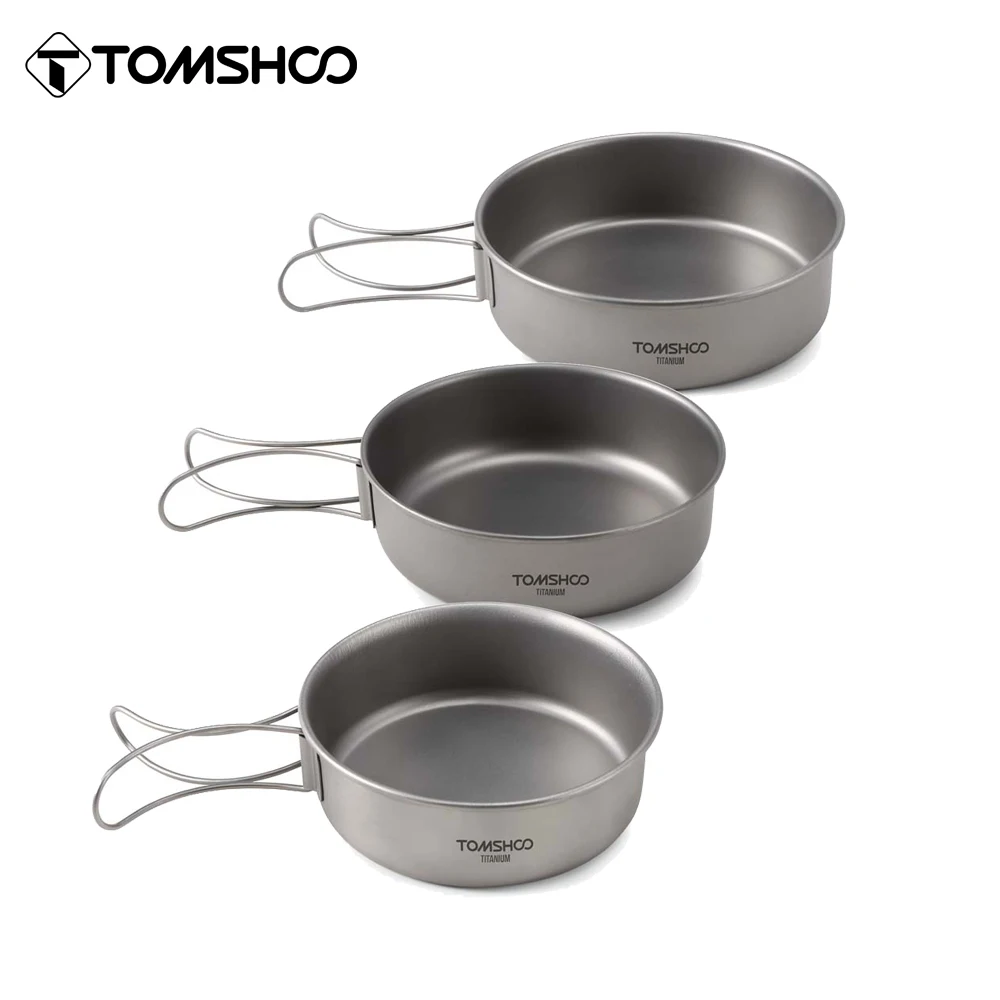 Tomshoo-3pcs-Titanium-Bowls-Set-Ultralight-Titanium-Dinner-Bowl-Pan-w ...