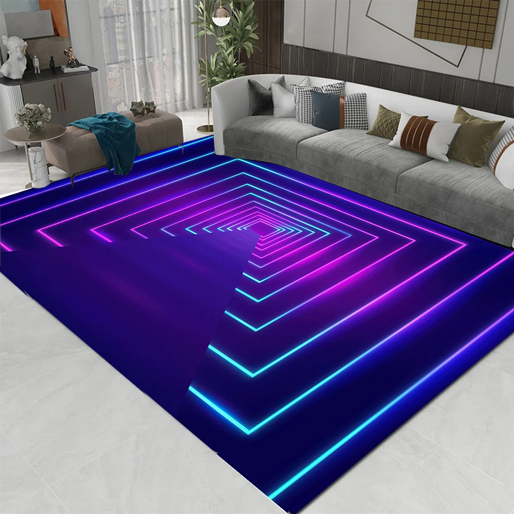 3D-LED-Lichter-Illusion-Teppich-f-r-Wohnzimmer-wasch-bare-Boden-Lounge ...