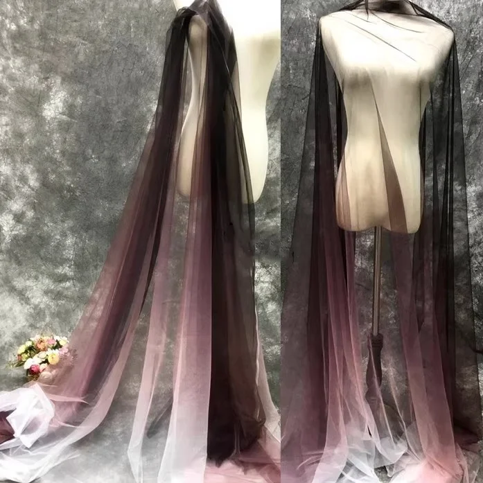 Super fairy black pink high-end gradient soft mesh fabric transparent ...