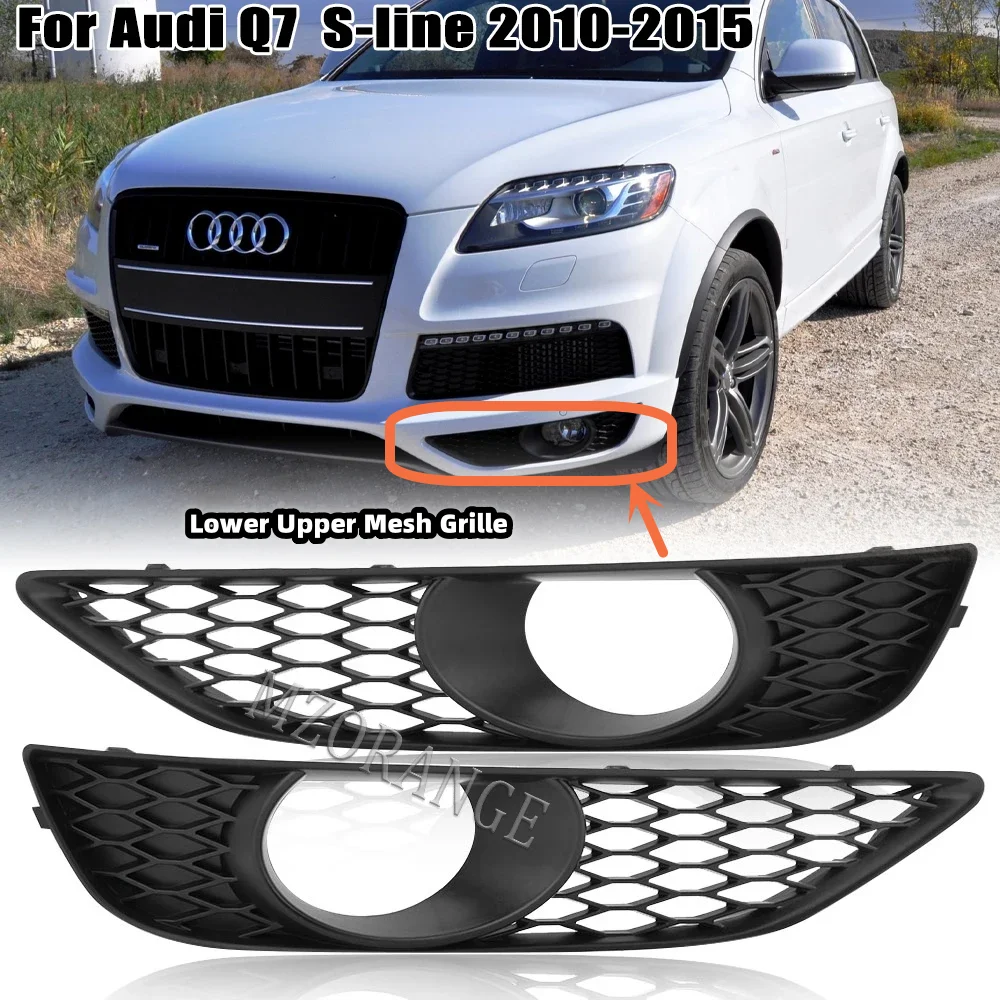 Front-Bumper-Lower-Upper-Mesh-Grille-for-Audi-Q7-S-Line-2010-2015-Fog ...
