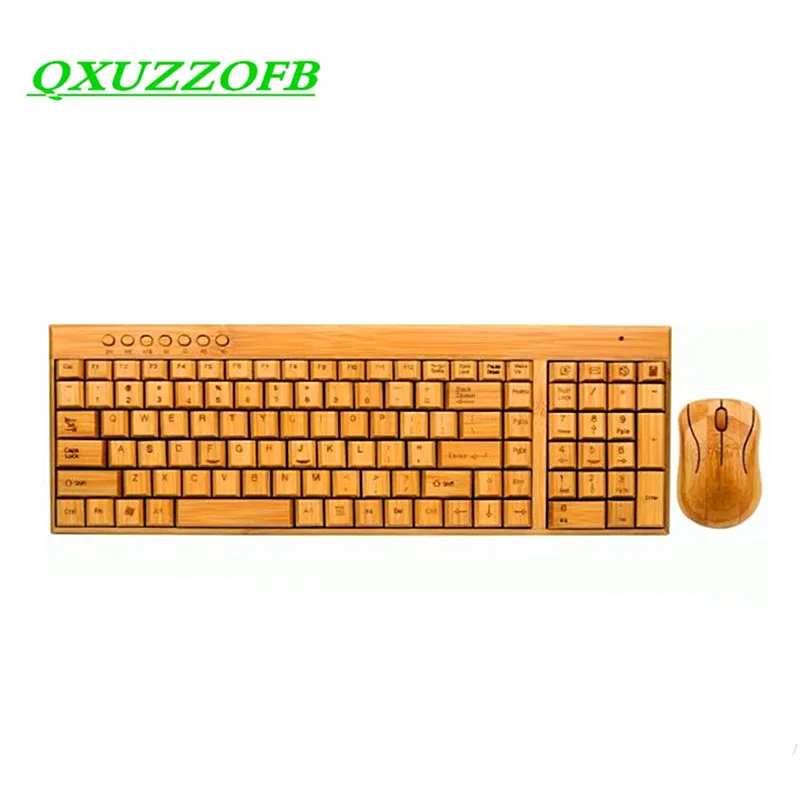 Bamboo Keyboard Mouse Combo Kits Wireless Set Office Usb Plug And Play ...