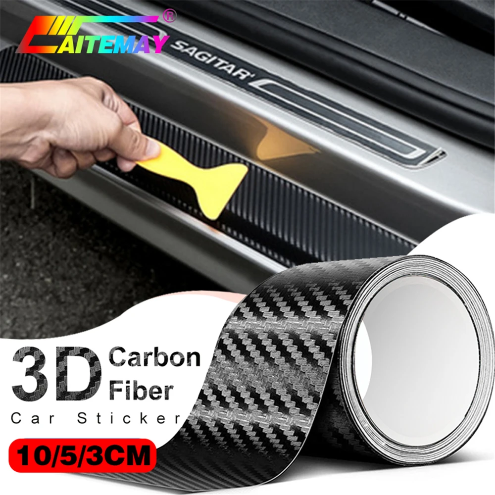 3d Carbon Fiber Car Sticker Diy Paste Protector Strip Auto Door Sill ...