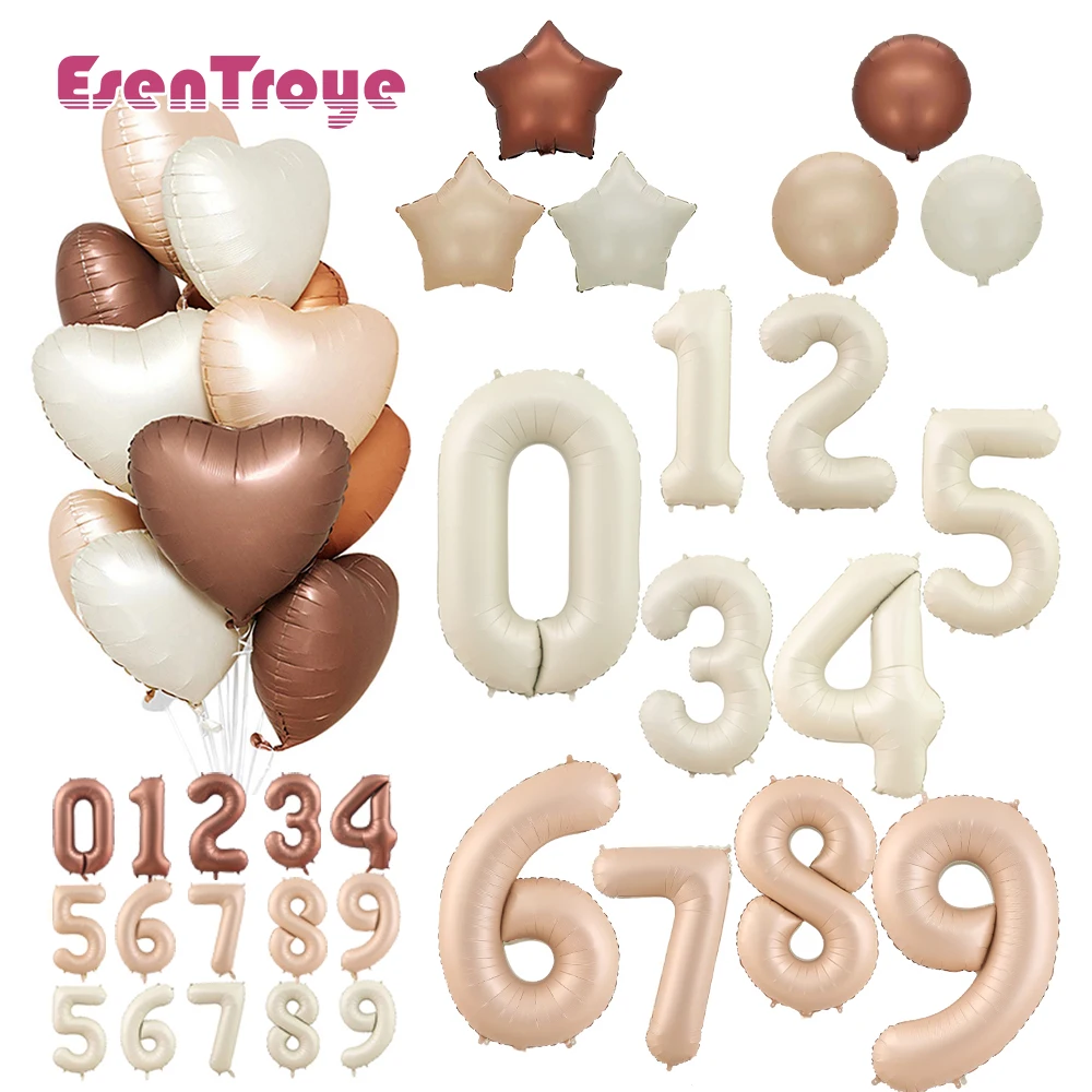 40Inch-Cream-Color-Number-Balloons-1-9-Large-Figure-Heart-Helium-Ballon ...