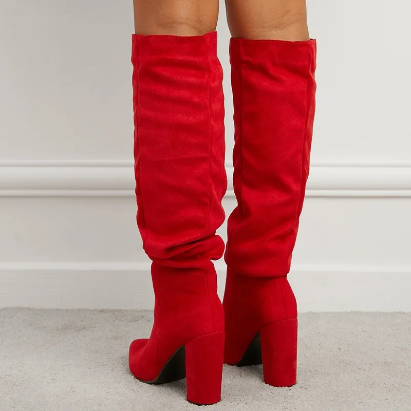 Botas-plisadas-de-manga-alta-para-mujer-botines-largos-de-tac-n-alto ...