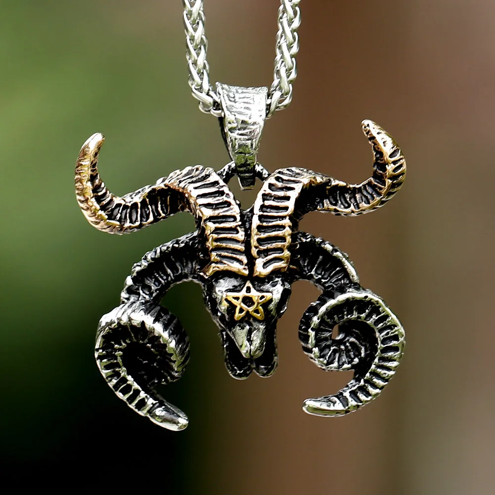 New Creative Design Stainless Steel Sheep's head Pendant Satan God ...