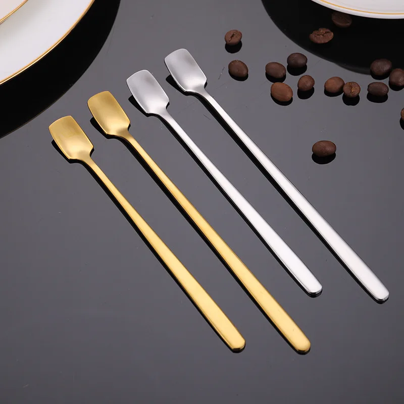 304-Stainless-Steel-Square-Spoon-Korean-Long-Handle-Square-Head ...