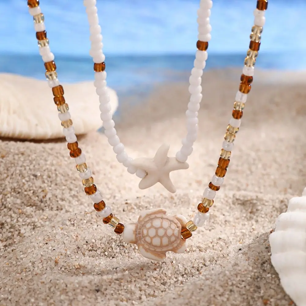 Shell Conch Shell Necklace Bilayer Sea Beach Sea Turtle Beach Choker ...