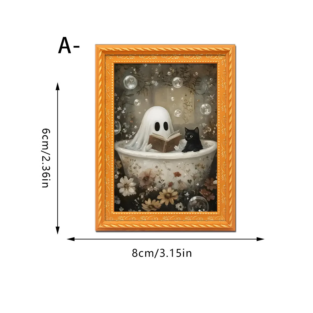 6x8cm Creative 3D Halloween Cute Little Ghost Retro Photo Frame Wooden ...