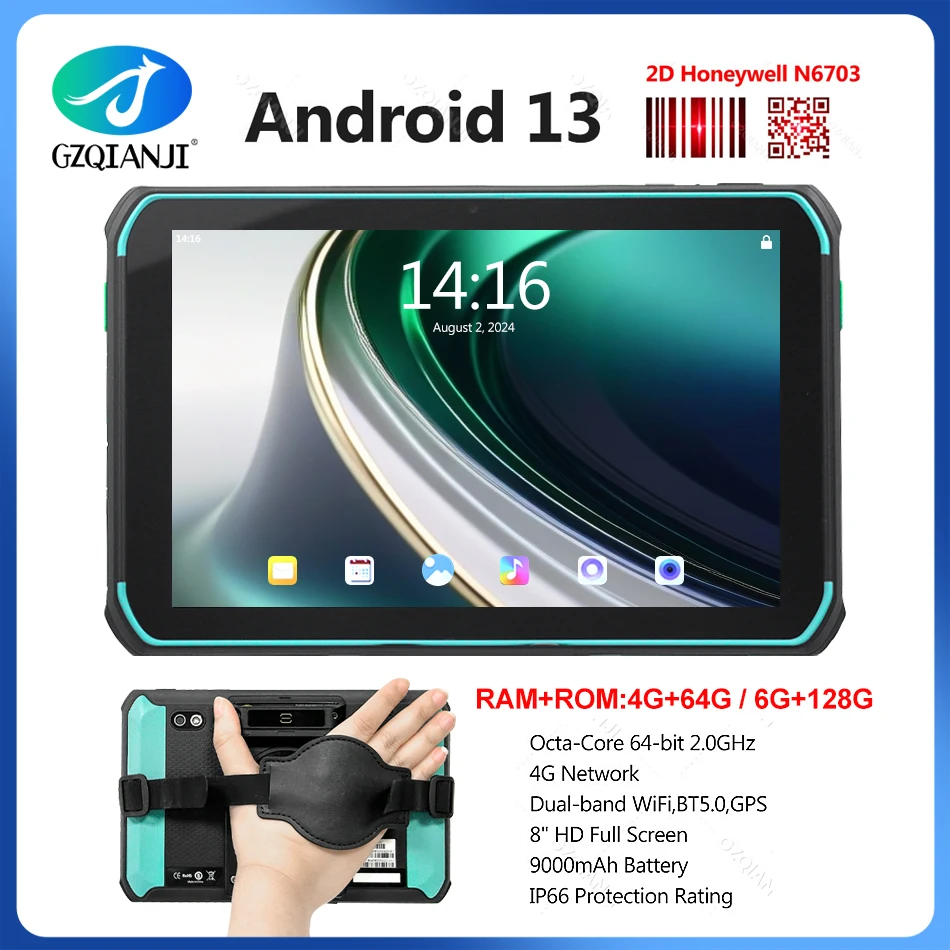 Android 13 Rugged Industrial PDA Tablet with 1D 2D Scanner Honeywell ...