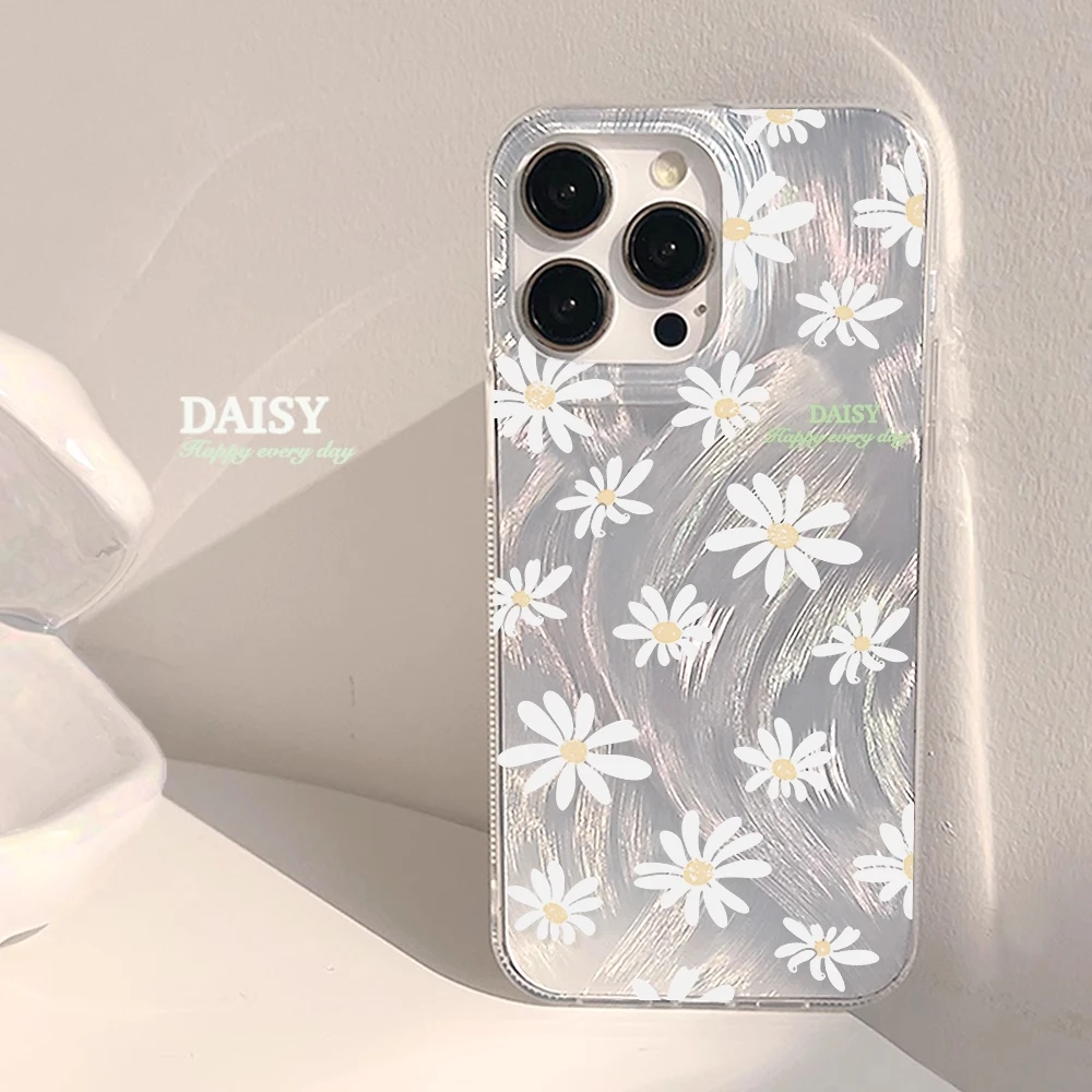 Silver Laser Daisy Flower Phone Case for OPPO A38 4G (1)