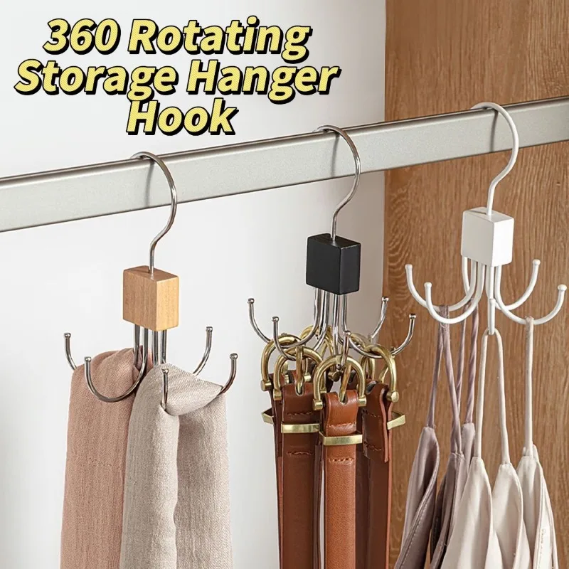 1-4pcs 360° Rotating Storage Hanger Hook Multi-Claw Bag Metal Belts ...
