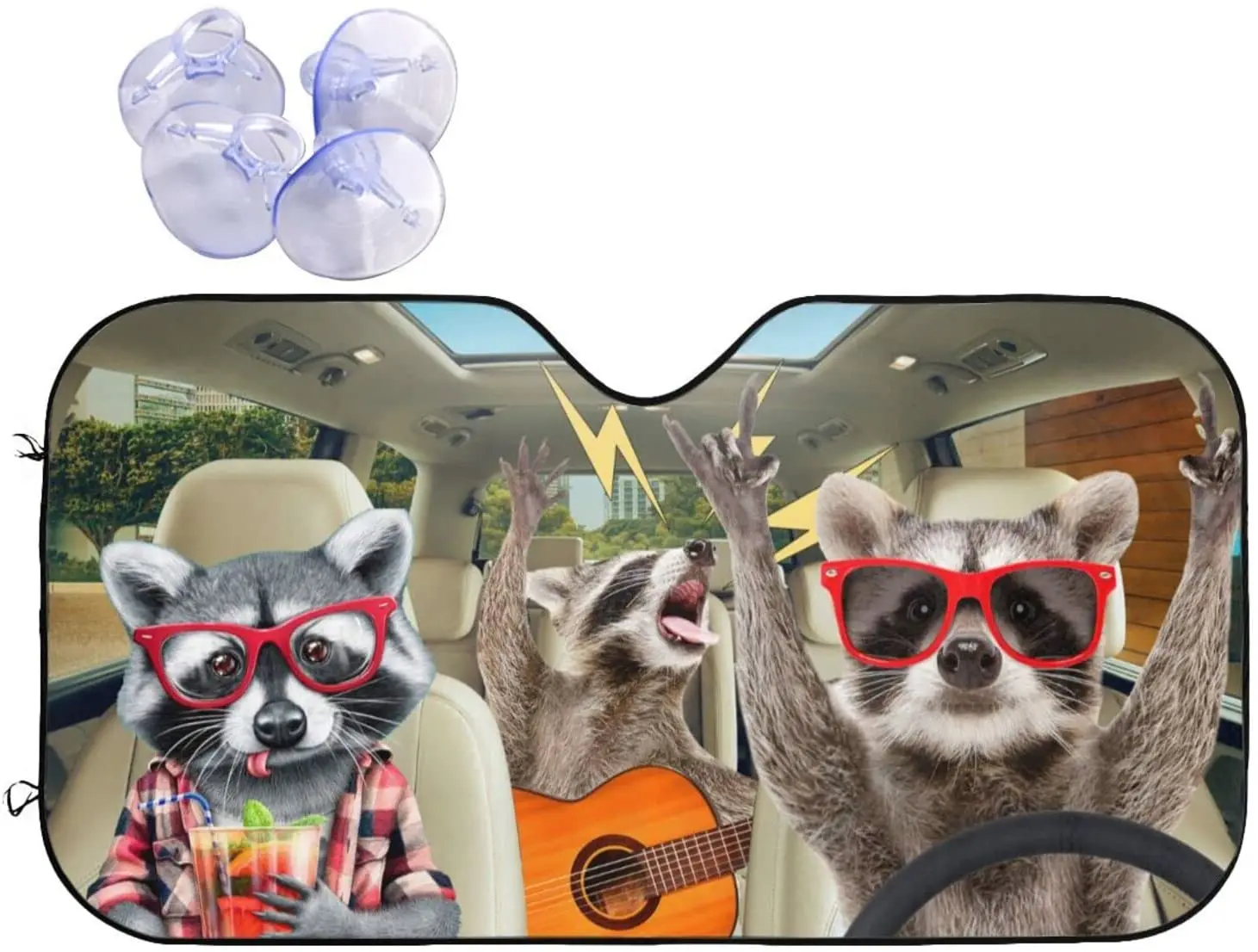 Funny-Animal-Raccoon-Car-Windshield-Sunshade-Foldable-Auto-Front-Window ...