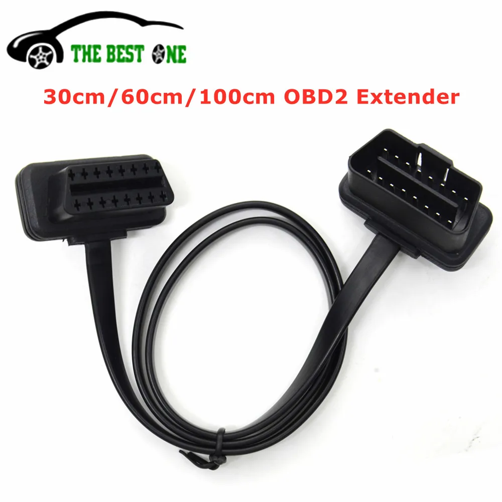 Flat-Thin-Adapter-30-60-100CM-16-Pin-Socket-OBD-OBDII-16Pin-Male-To ...