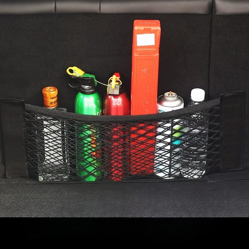 Car Back Rear Mesh Trunk Seat Elastic String Net Magic Sticker ...