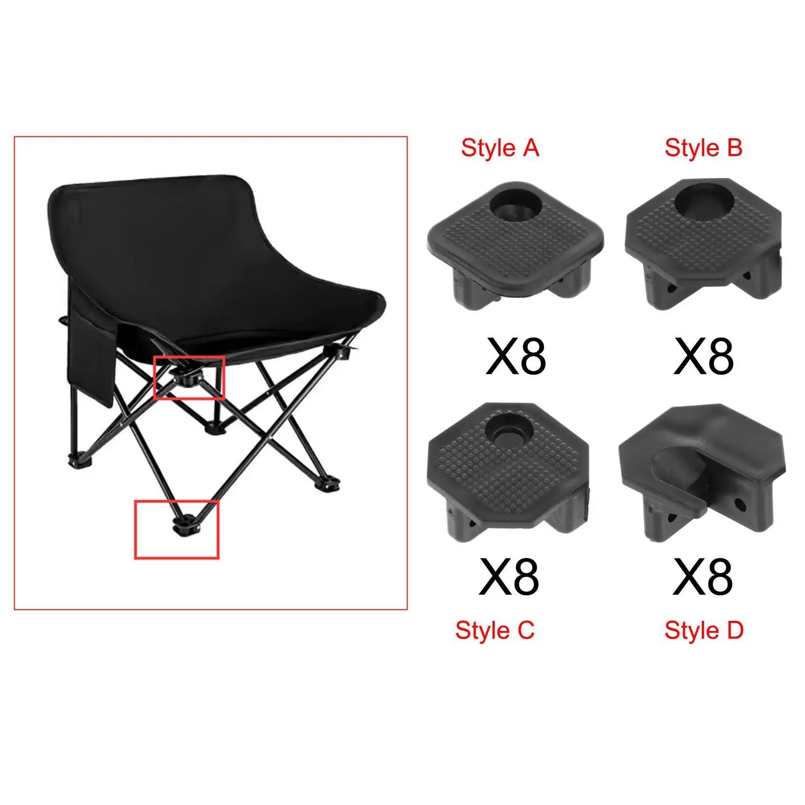 8Pcs Camping Chair Connectors Folding Chair Repair Accessories Replace ...
