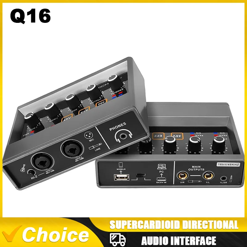 TEYUN-Q16-2-Channel-Professional-portable-Audio-Interface-sound-card ...