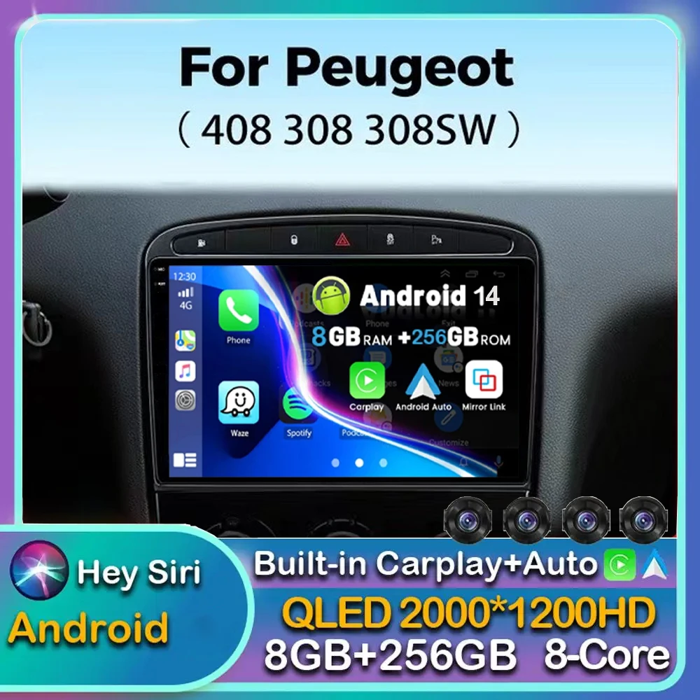 Android-14-Carplay-Auto-Car-Radio-For-Peugeot-408-2012-2020-T7-308 ...