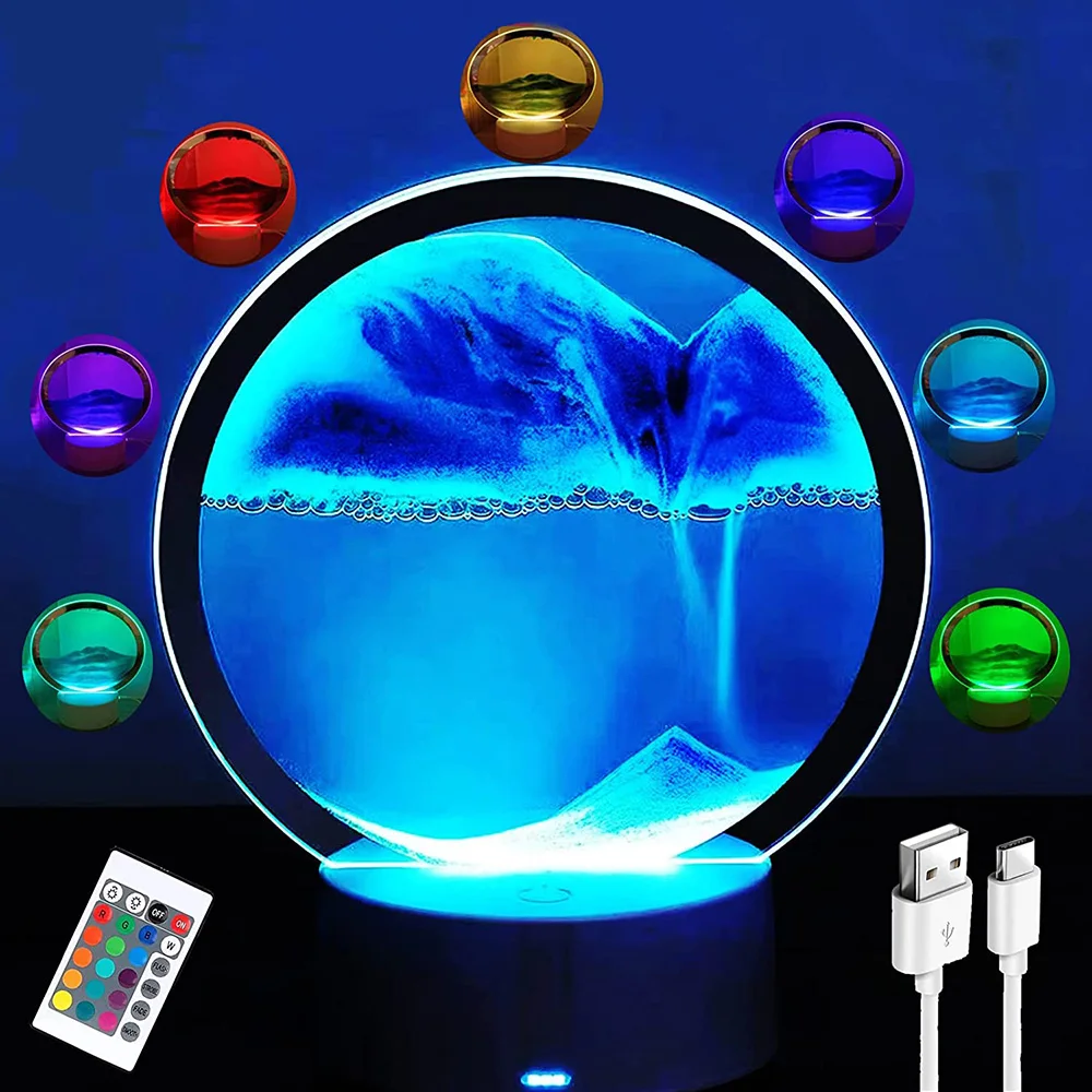 3D-Movendo-Arte-De-Areia-Quadro-LED-Sandscape-Lamp-Luz-Da-Noite-De ...