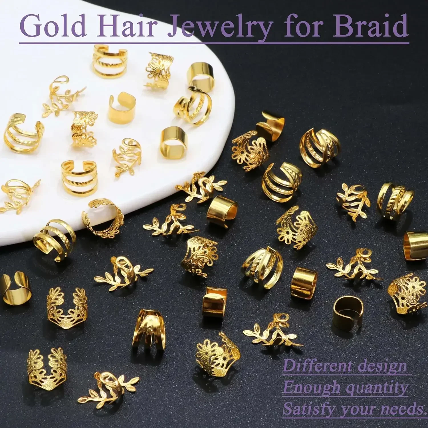 40PCS-Metal-Braid-Clips-Non-Piercing-Ear-Clips-Beard-Beads-Hair-Cuffs ...