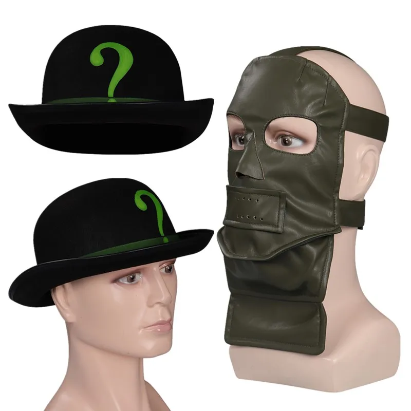The Riddler Hat Mask Cosplay Full Face Masks Helmet Masquerade Adult ...